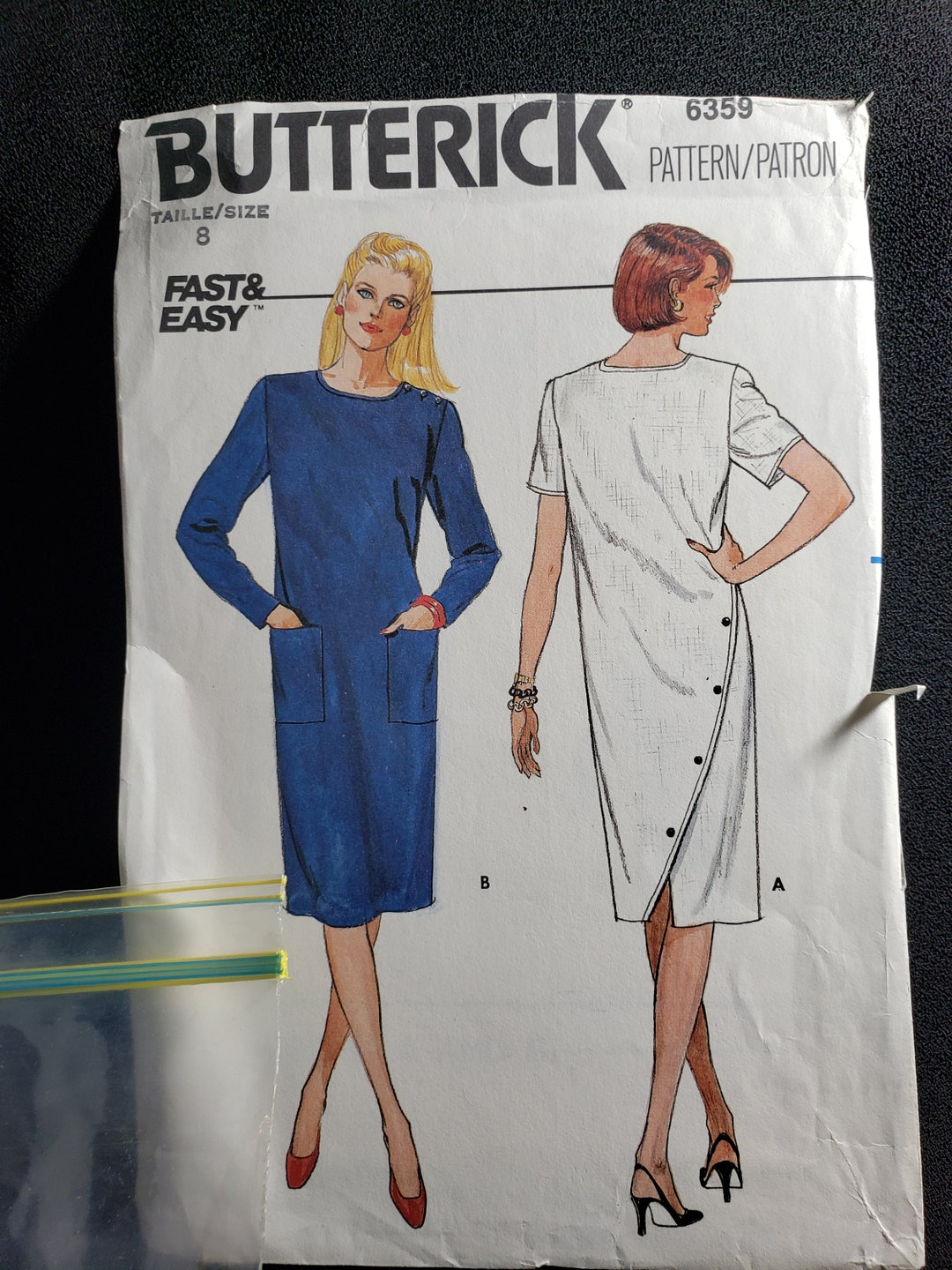 Butterick 6359 Sewing Pattern Misses/womens Dress, Loose Fitting ...