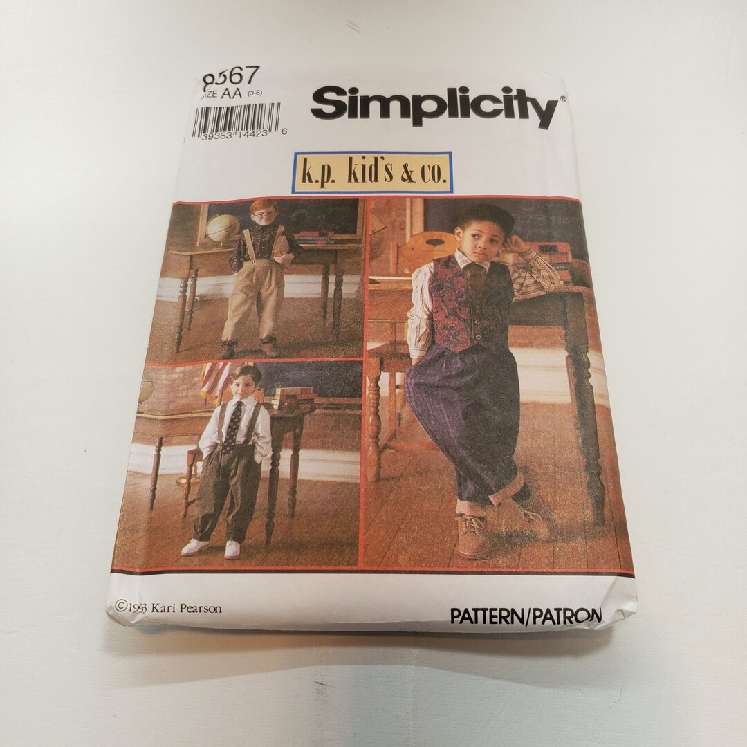 Simplicity 8567 Sewing Pattern Boys Suspender Pants, Shirt, Tie and ...