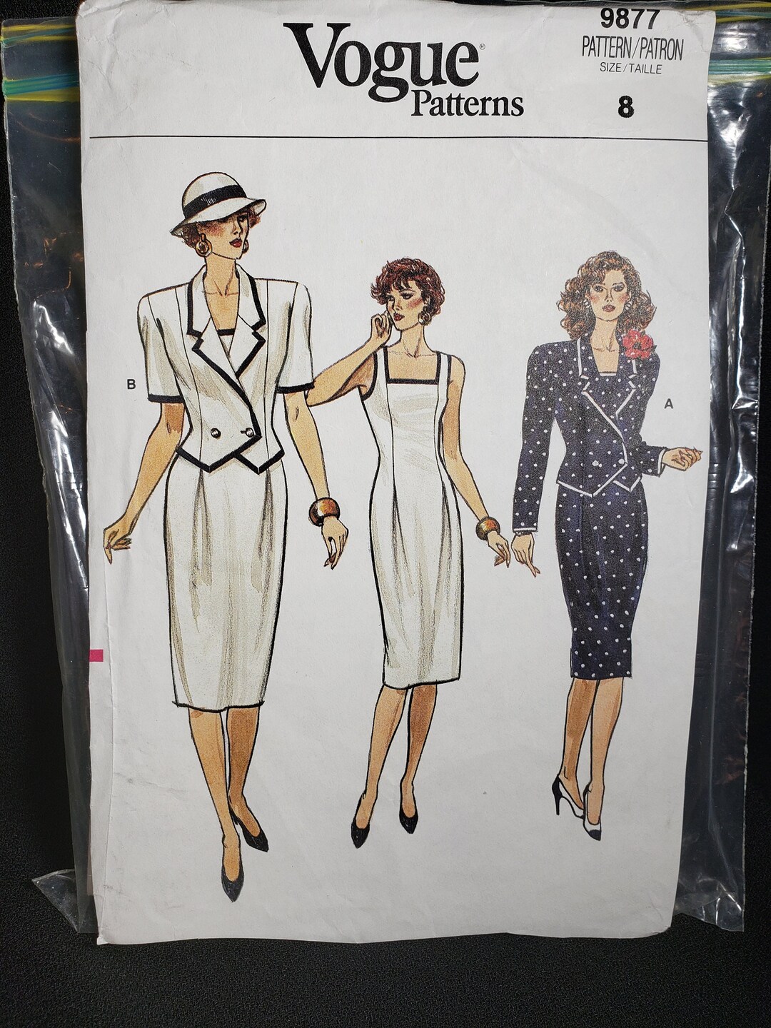 Vogue 9877 Sewing Pattern for 1987 Fitted Dress and Short Buttoned ...
