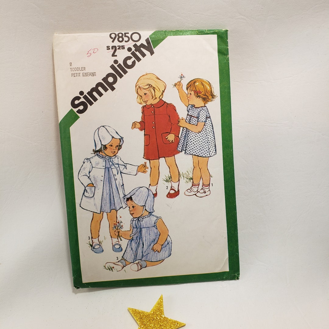 Very Rare Simplicity 9850, Toddler Sewing Pattern for Bonnet, Coat ...