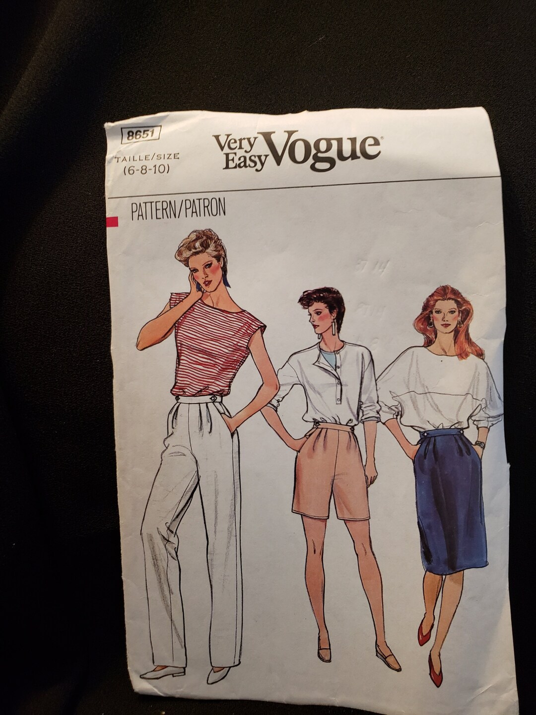 Vogue 8651 Very Easy Sewing Pattern Pleated Pants, Shorts and Skirt ...