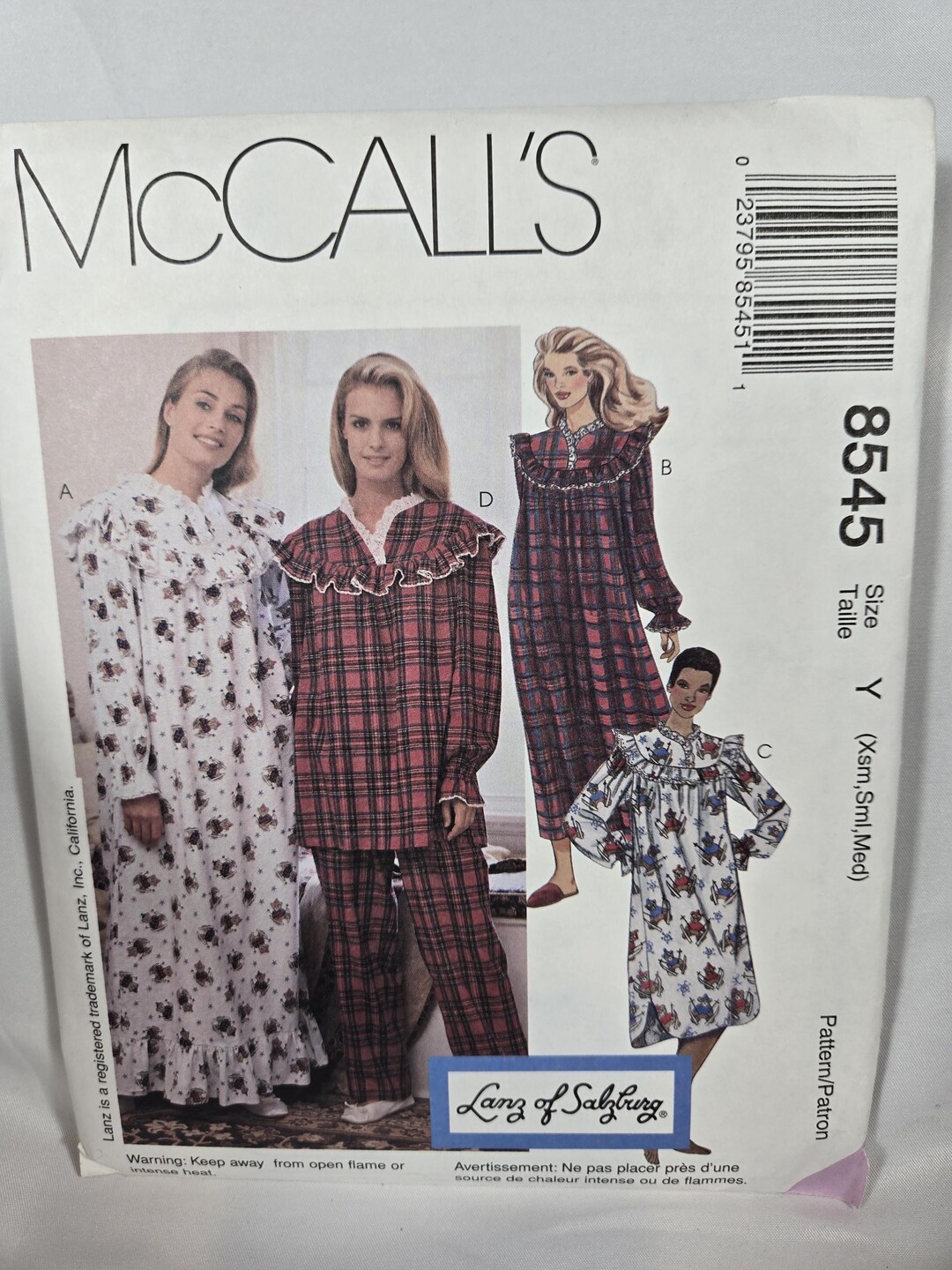 Mccall's 8545, Rare Sewing Pattern for Old Fashioned Nightgown, and ...