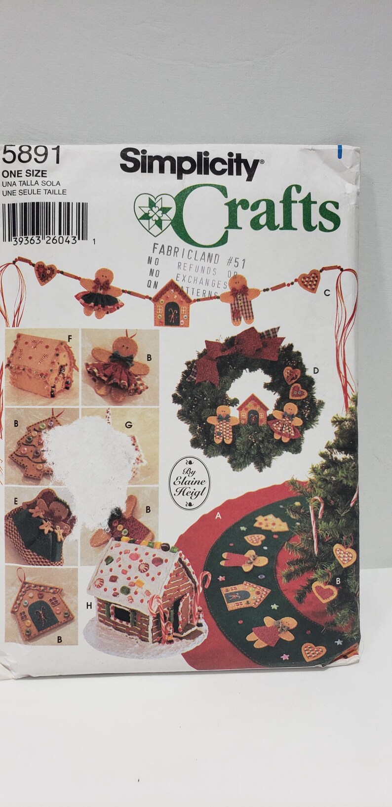 Simplicity 5891 Pattern Elaine Heigl Christmas Crafts No Sew Tree ...