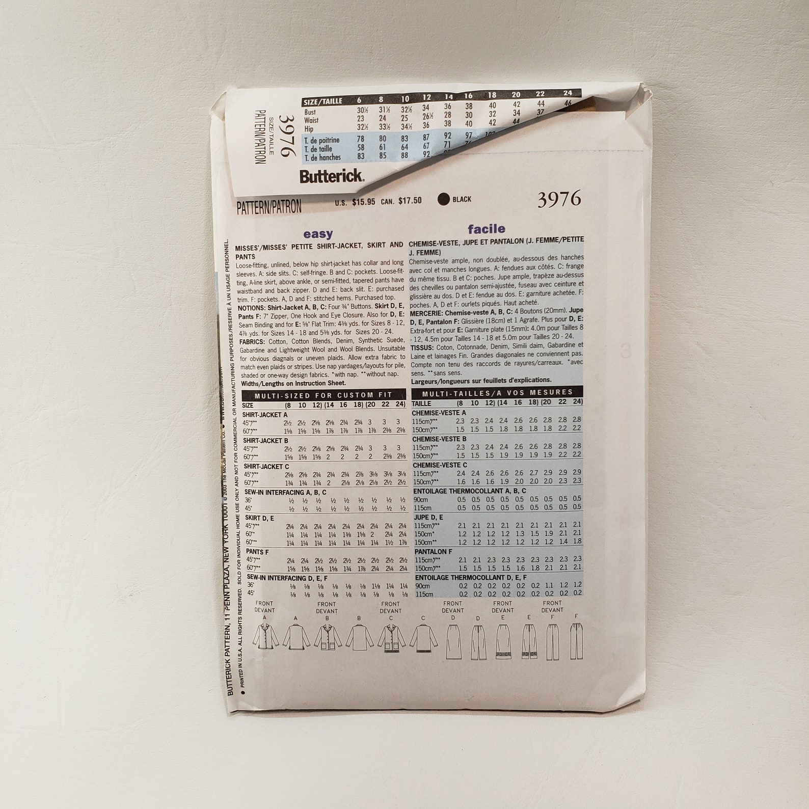 Butterick 3976, Sewing Pattern, Fast and Easy Lifestyle Wardrobe,skirt ...