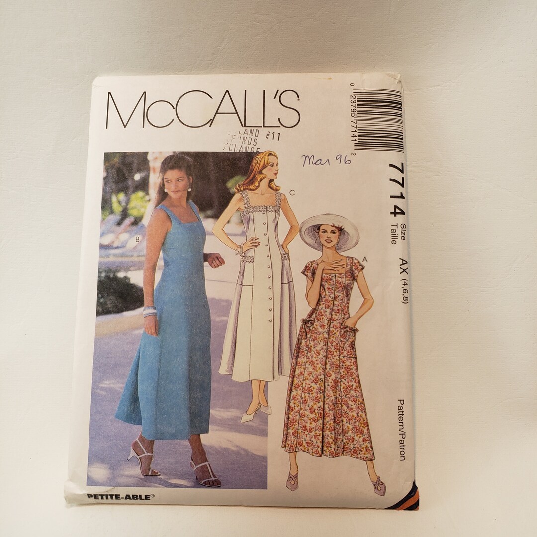 Mccall's 7714 Sewing Pattern Summer Dresses, Small Size 4-8 UNCUT FF - Etsy