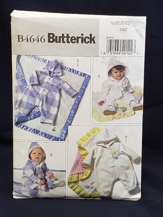 Butterick 4646 Sewing Pattern Newborn to Large Baby Jumpsuit | Etsy