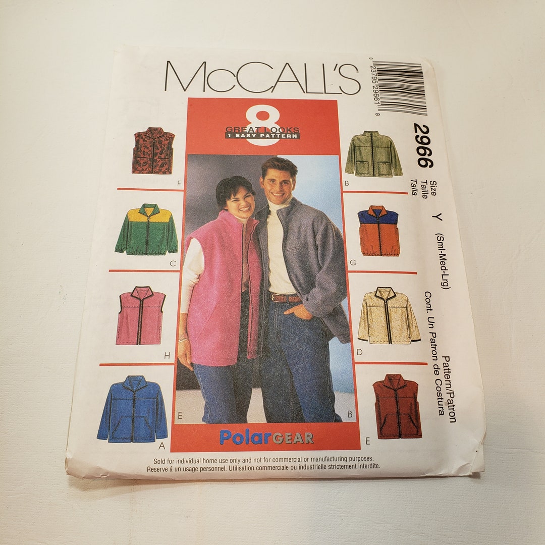 Mccalls 2966 Sewing Pattern, Unisex, Fleece or Wool Jackets and Vests ...