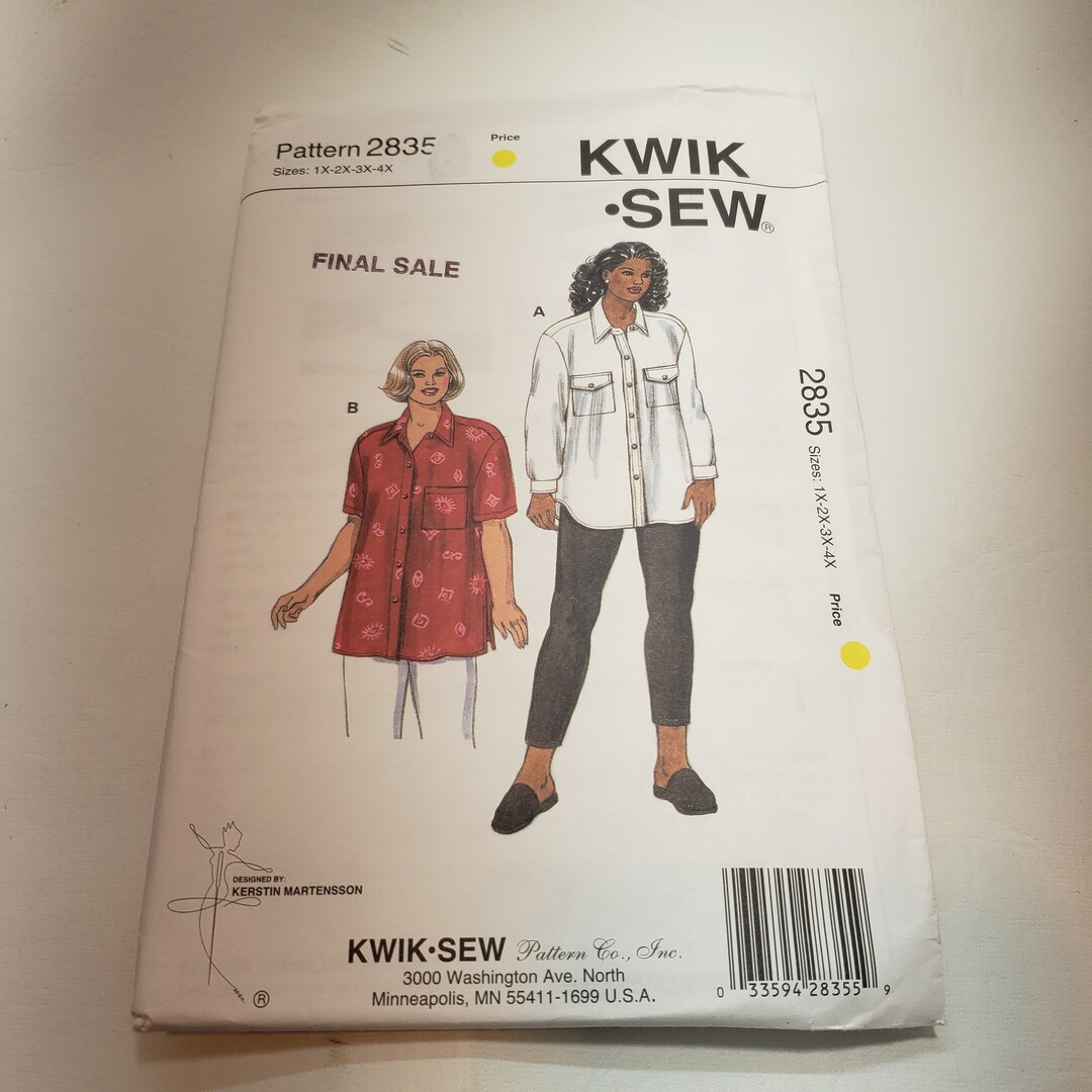 Kwik Sew 2835 Sewing Pattern Plus Size Shirt Button Front - Etsy