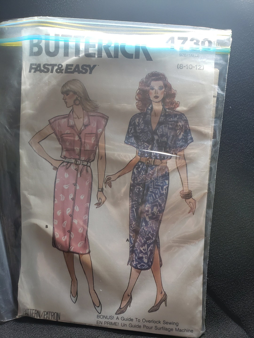 Butterick 4730 Sewing Pattern Fast & Easy Misses' Dress Size8-10-12 ...