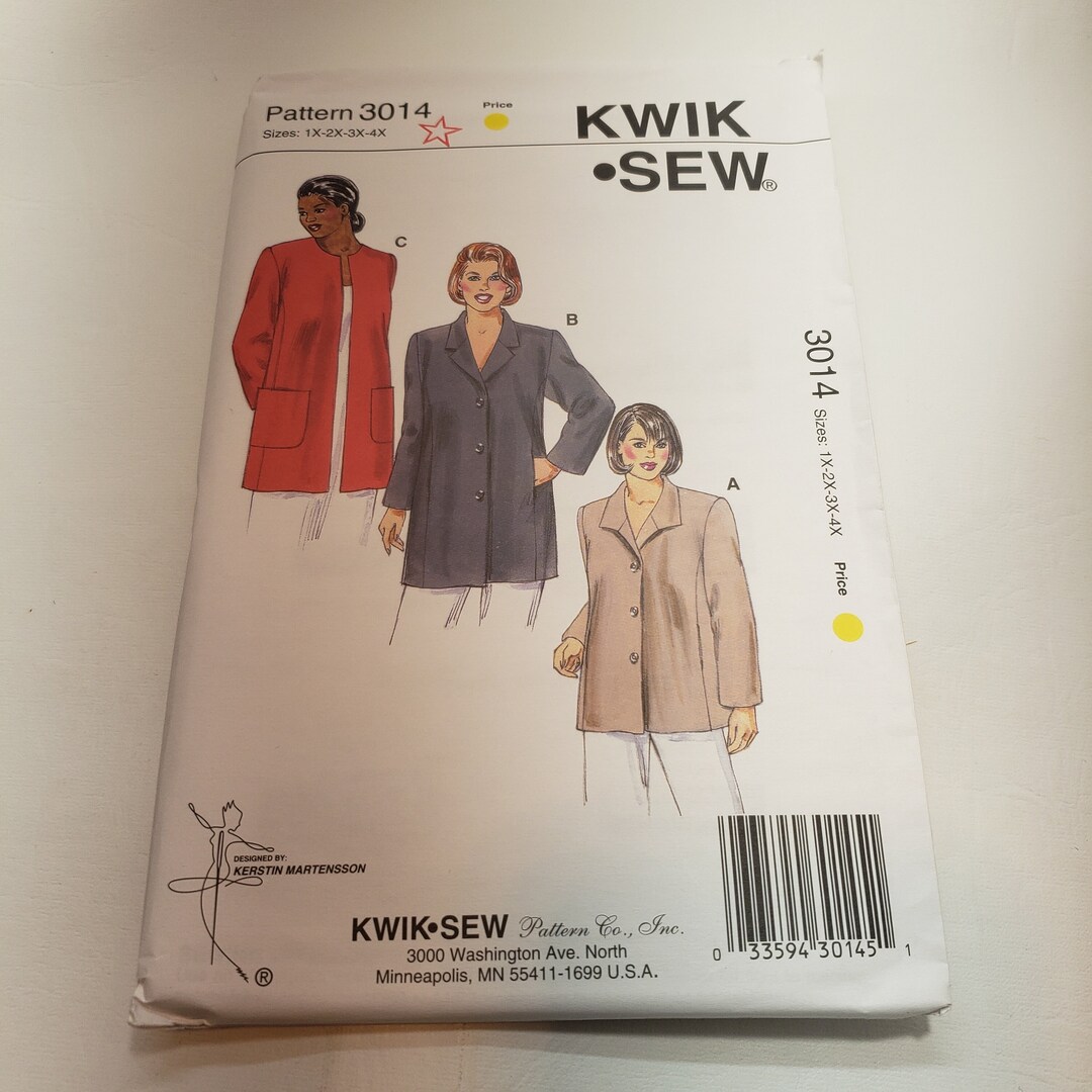 Kwik Sew 3014, Sewing Pattern, Plus Size Jacket Options, Button Front ...