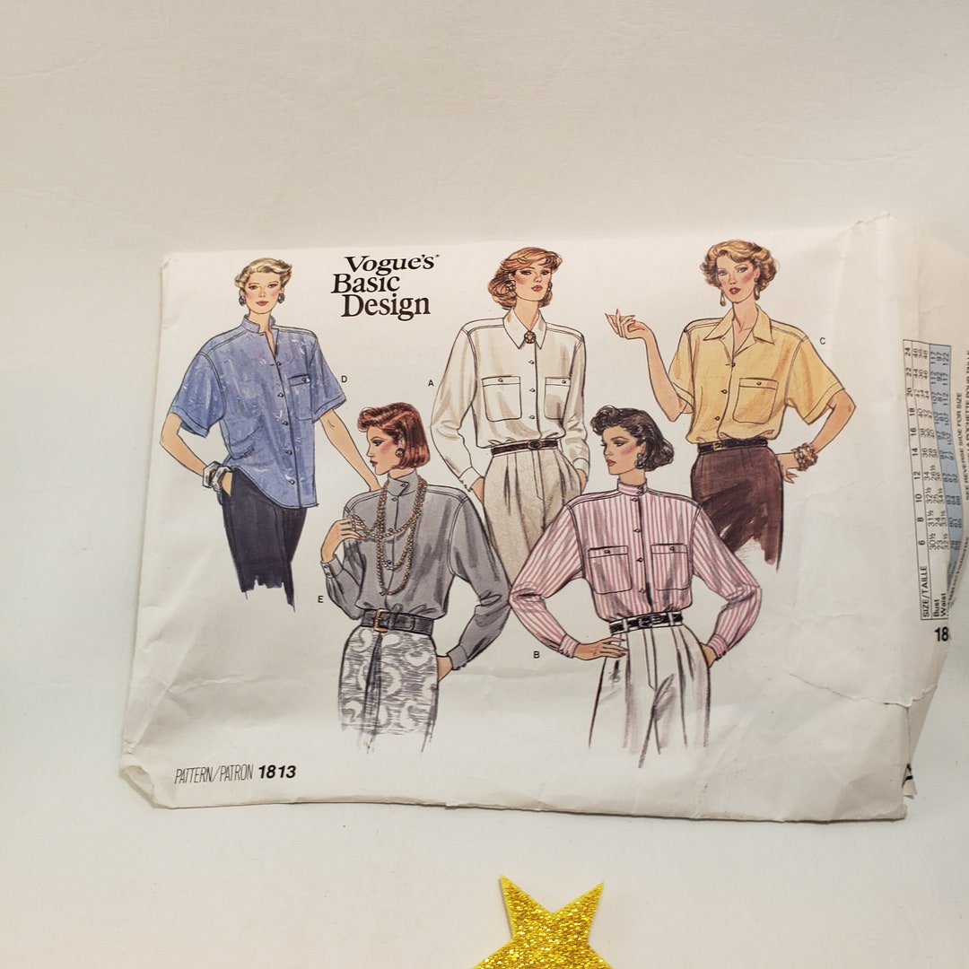 Vogue 1813, Loose-fitting Shirt, Collar Variations, Dropped Shoulders ...