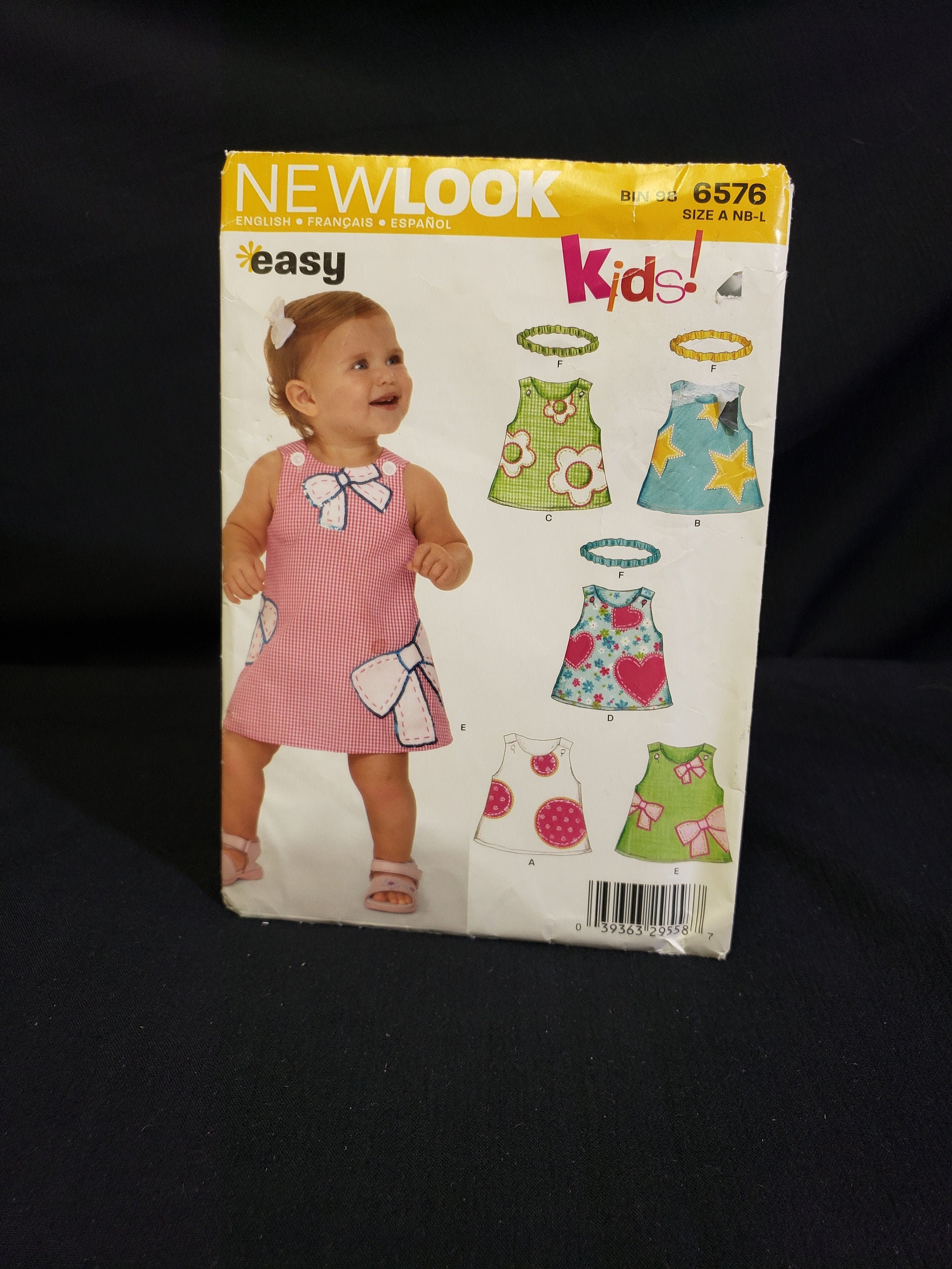 New Look 6576 Kids Easy Babies Four Size in One Dress and Headband Size ...