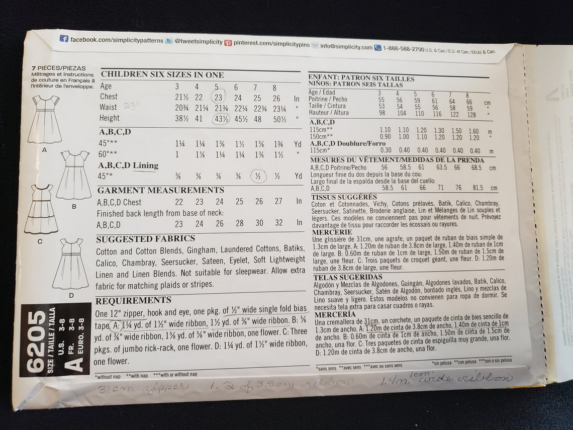 New Look 6205 Sewing Pattern for Kids girls Dress Empire - Etsy