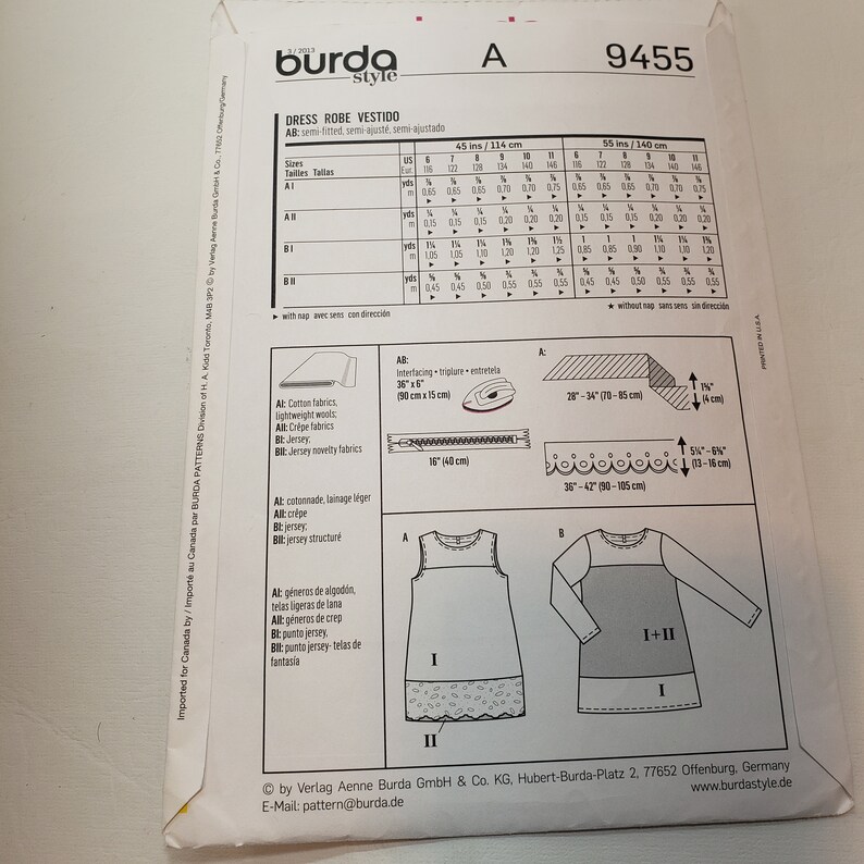 Burda 9455 Rare Sewing Pattern Kids Dress Jumper Very Easy - Etsy