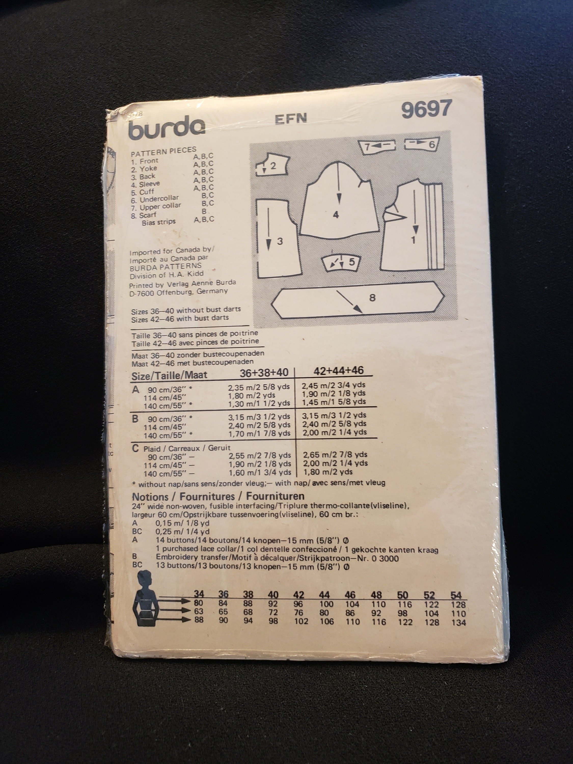 Burda 9697 Sewing Pattern for Vintage 70's Blouses, Wide Cuff, Gathers ...