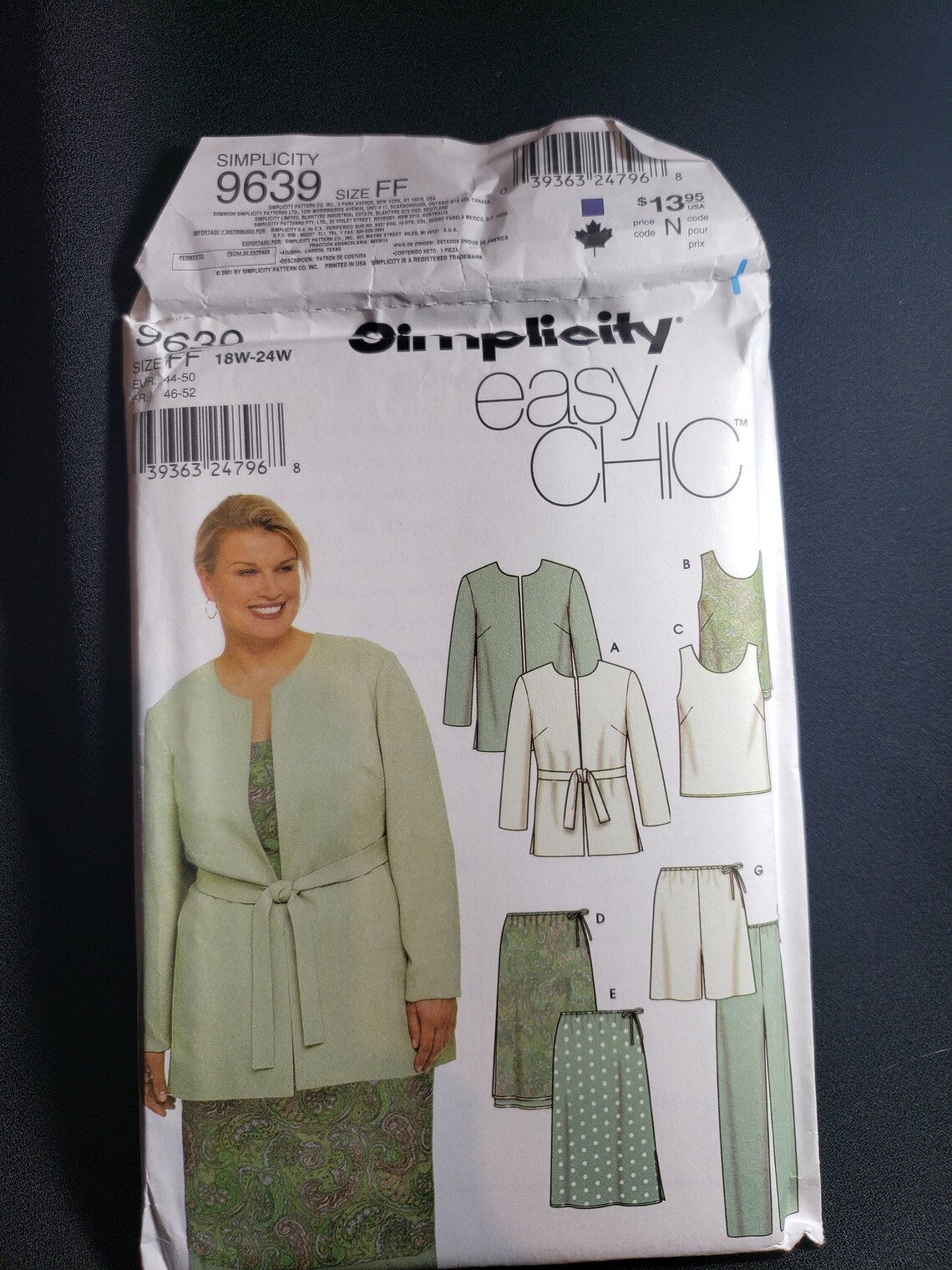 Simplicity 9639 Sewing Pattern for Wardrobe Pieces in Plus 18 - Etsy