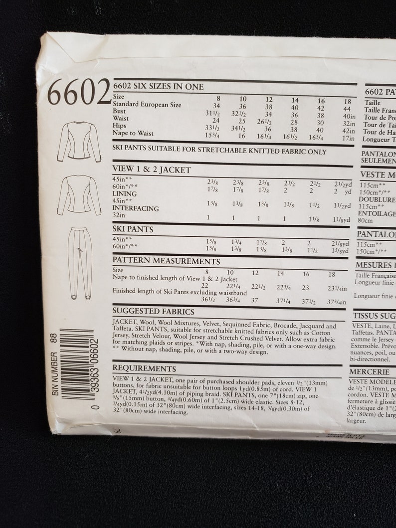 New Look 6602 Sewing Pattern Jacket and Slim Stirrup Pants | Etsy