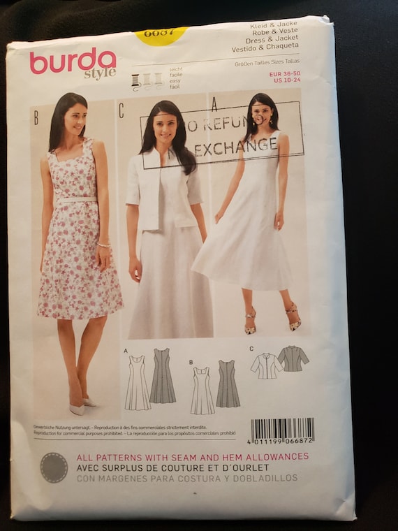Burda 6687 Sewing Pattern for Dress and Jacket Sizes 10-24 | Etsy