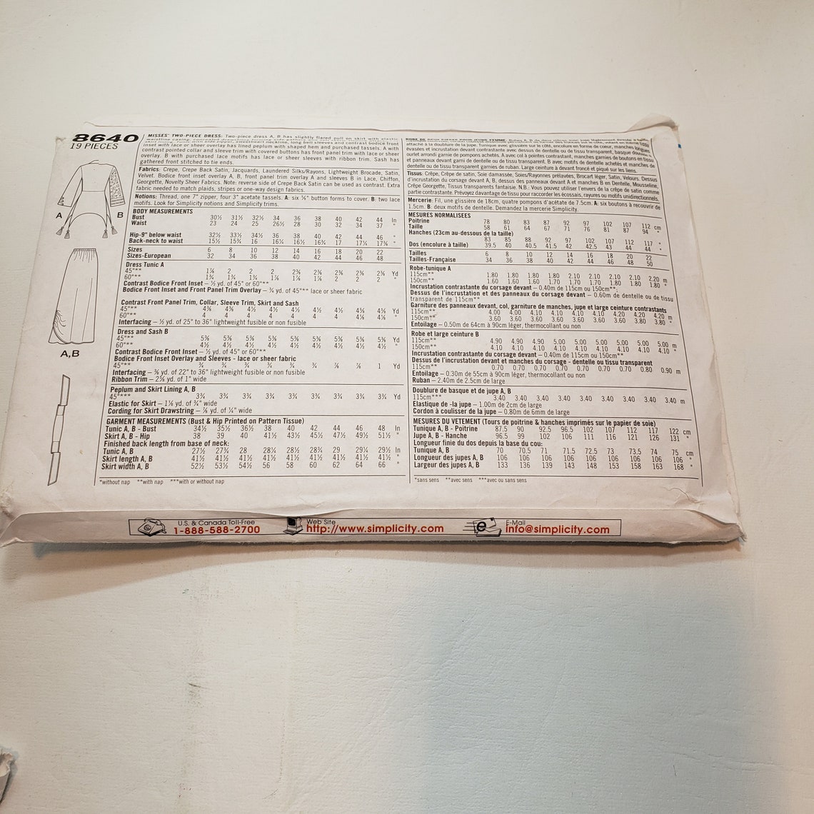 Simplicity 8640 Sewing Pattern Retro Two Piece Dress, Edwardian Period ...