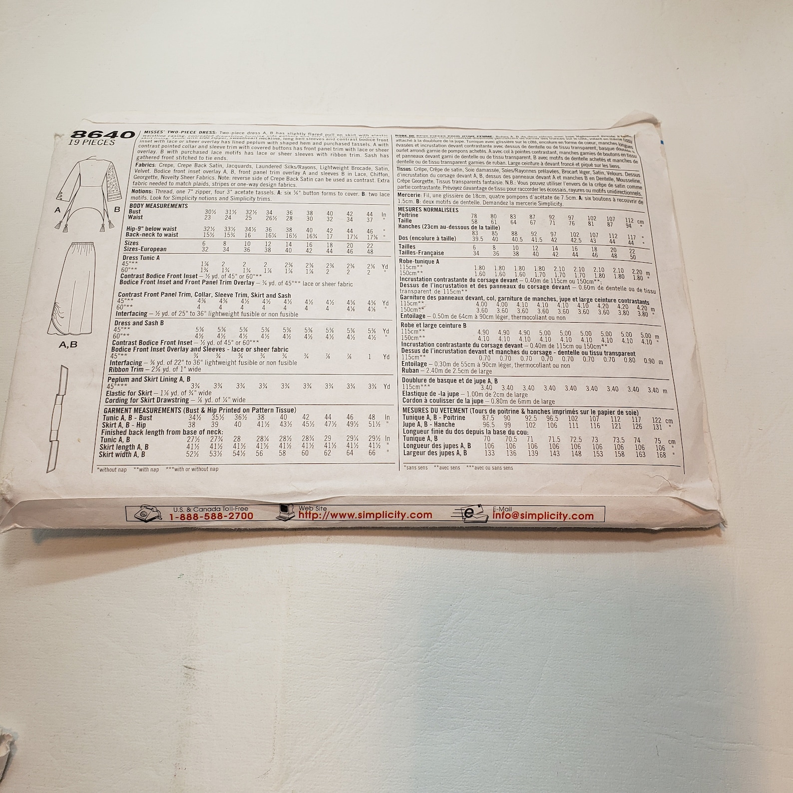 Simplicity 8640 Sewing Pattern Retro Two Piece Dress, Edwardian Period ...