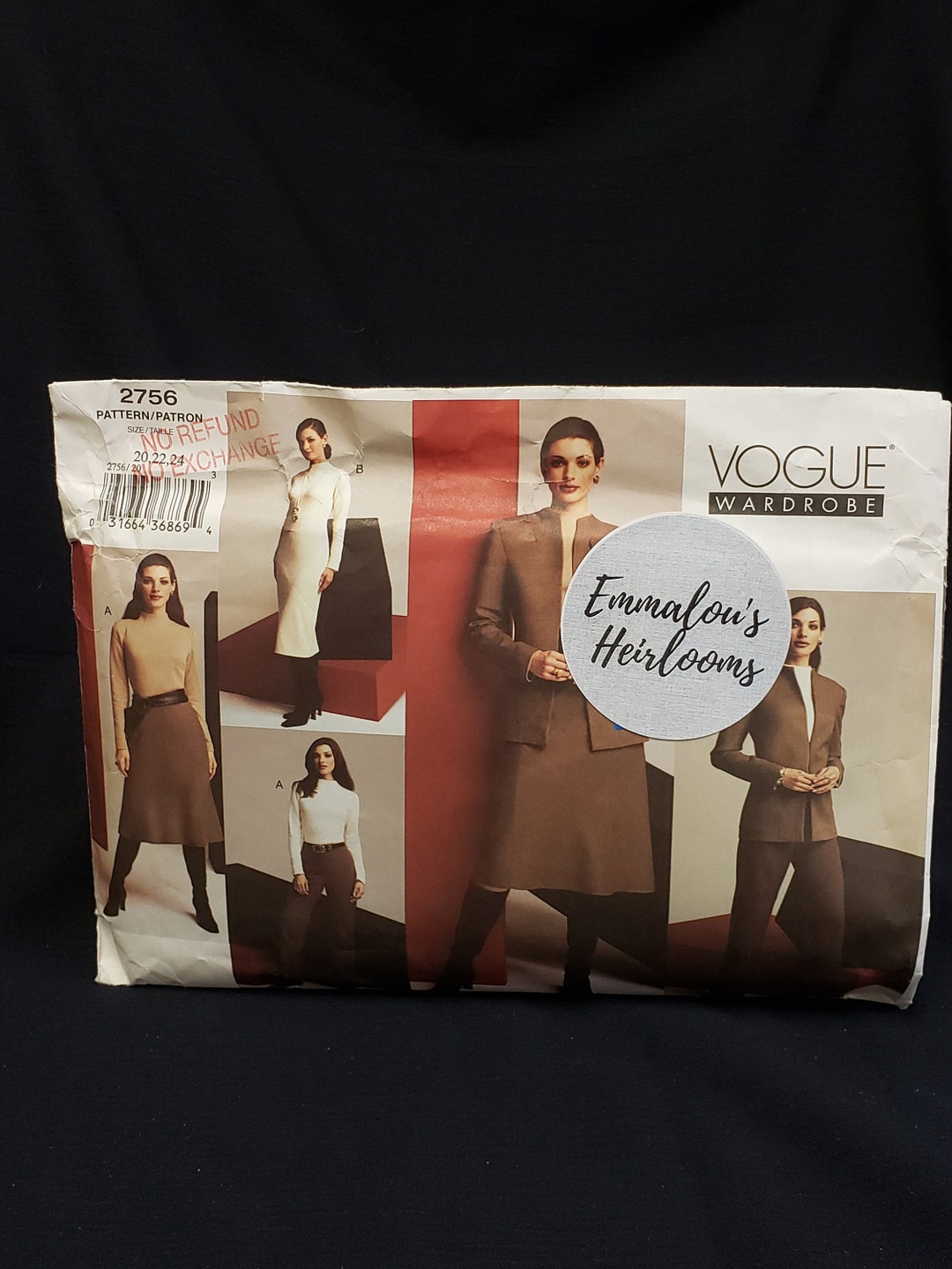 Vogue Wardrobe Pattern, Sewing Pattern, Vogue 2756, Separates, Dress ...