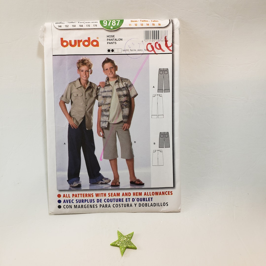 Burda 9787 Boys Pants Sewing Patterns, Size 11-16 UNCUT FF - Etsy