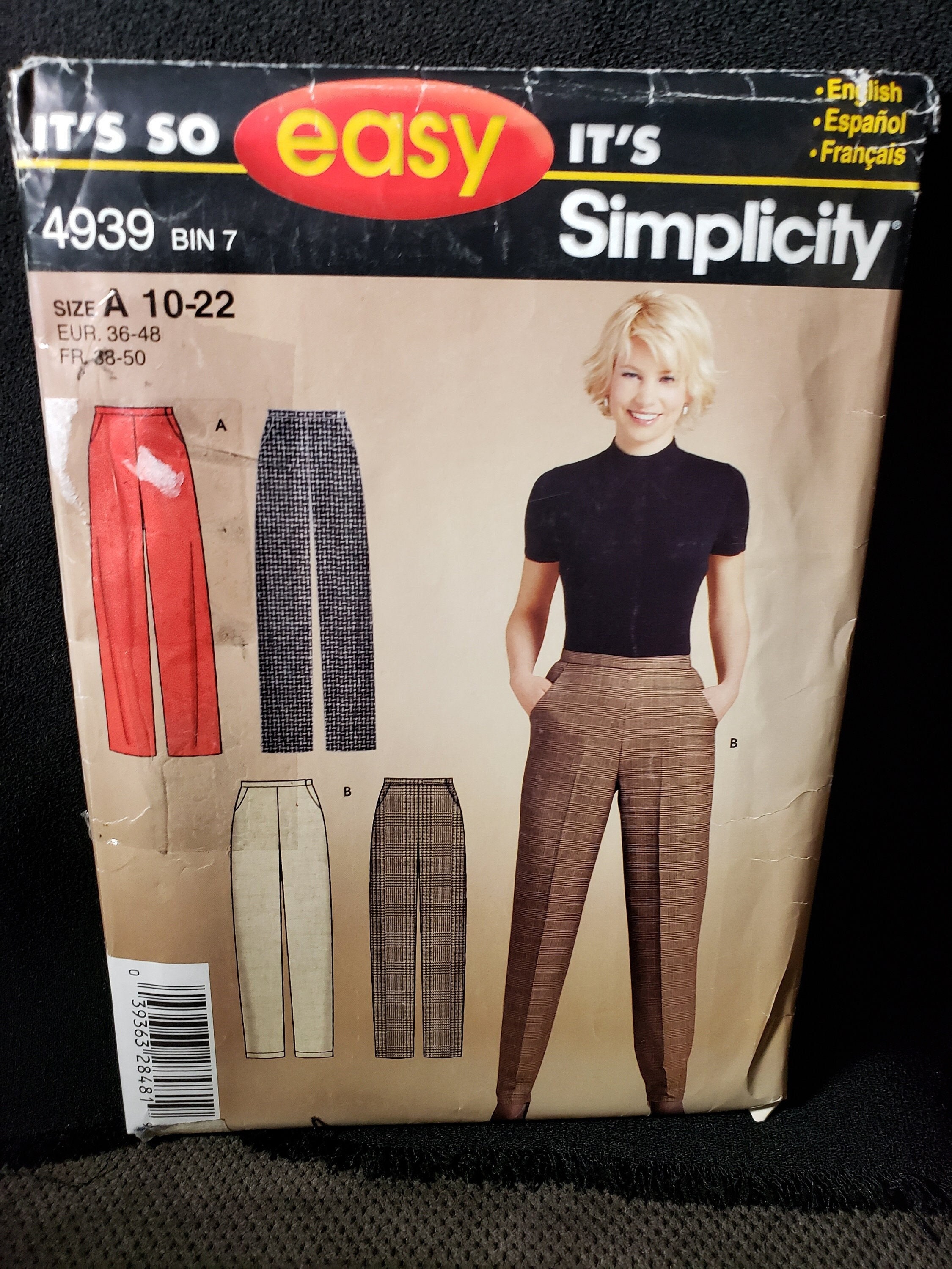 Simplicity 4939 Easy Sewing Pattern for Misses/womens Trousers/pants ...