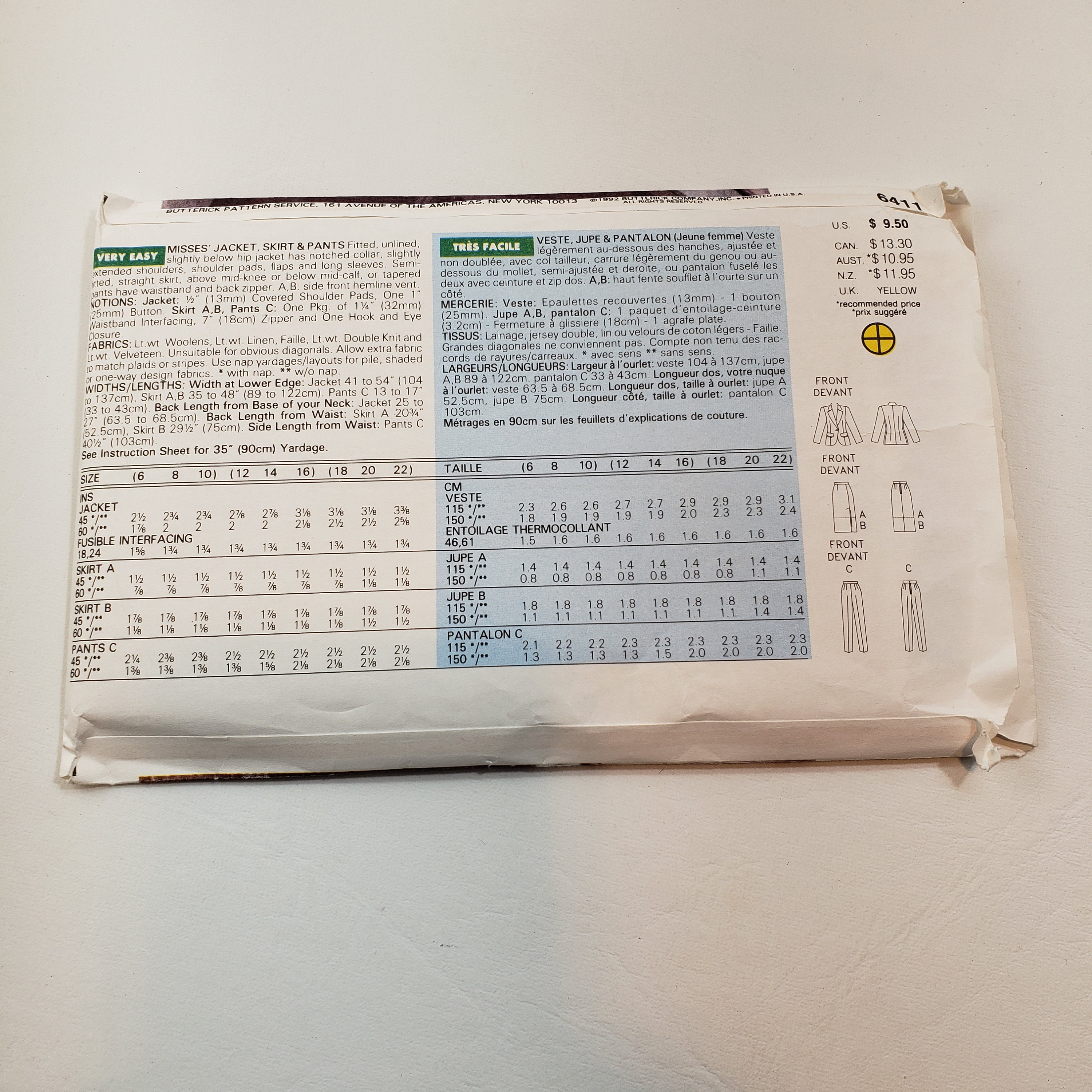 Butterick 6411 Sewing Pattern for Powersuit/lady President Suit, Jacket ...