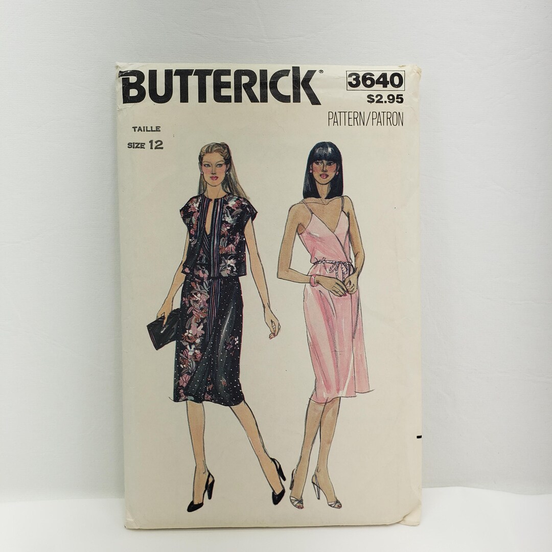 Butterick 3640 Sewing Pattern, Mock Wrap Dress and Overjacket, UNCUT FF ...