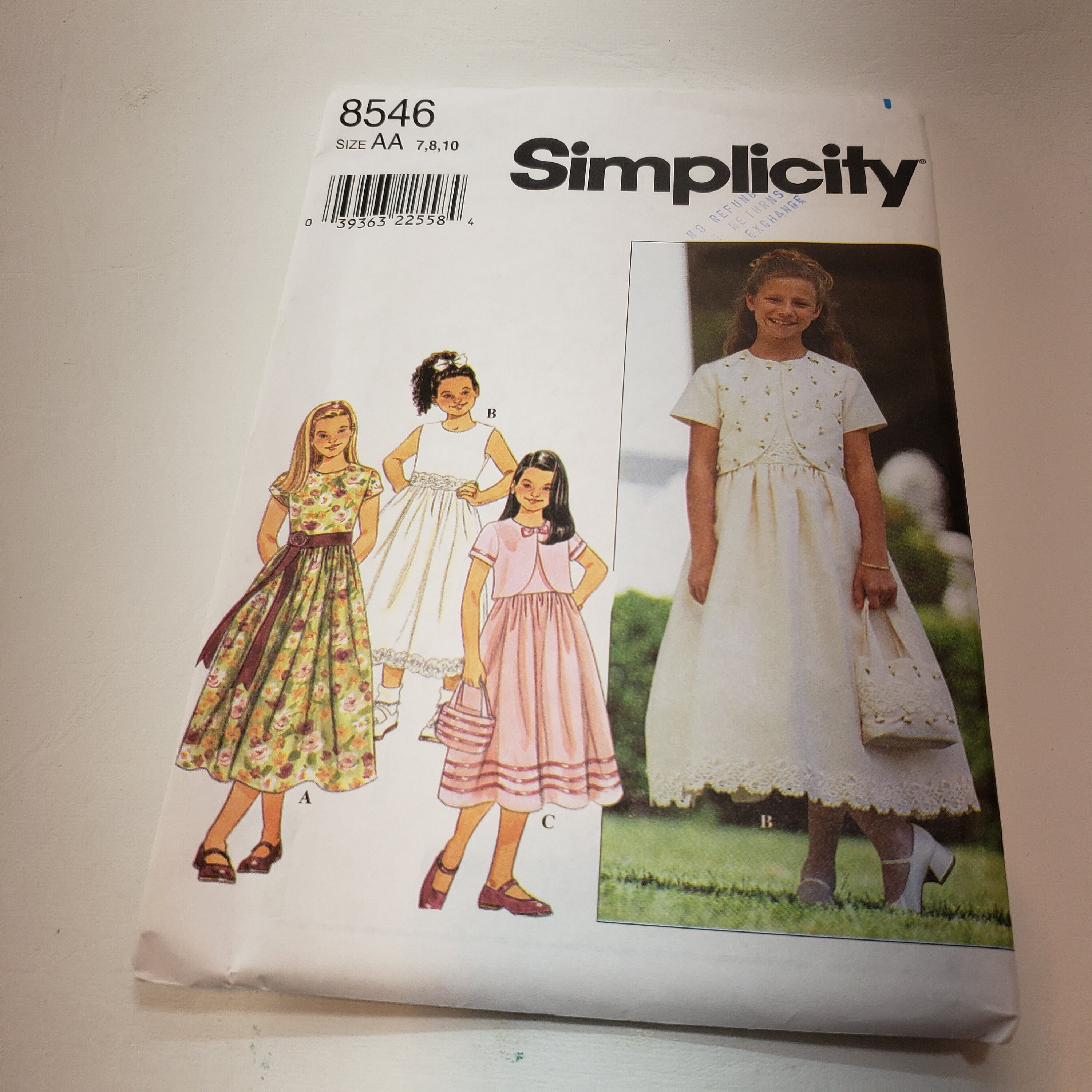Simplicity 8546, Sewing Pattern, Girls Empire Waist Dress, Bolero ...