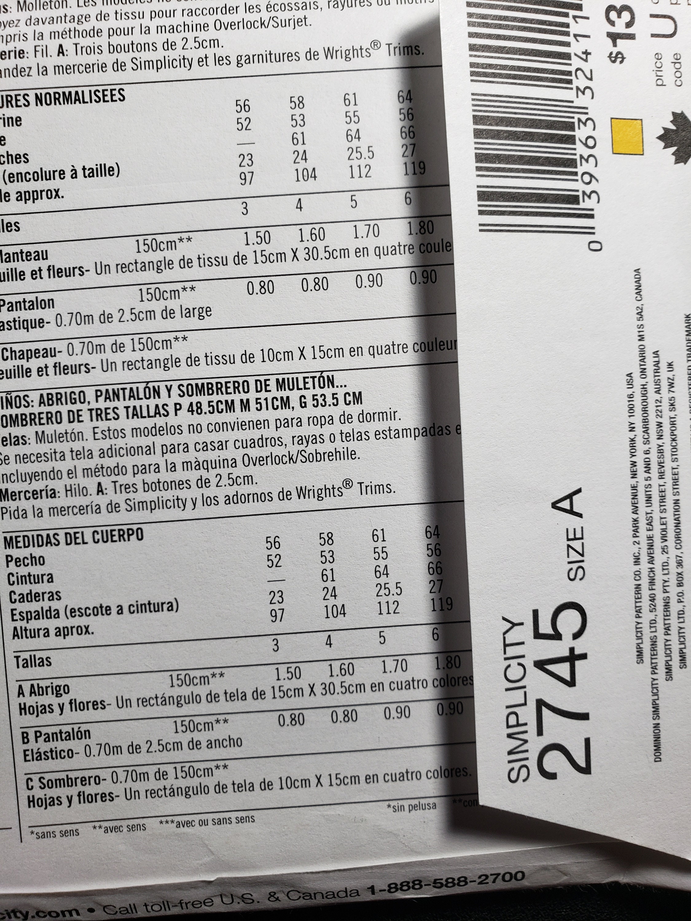 Simplicity 2745 Sewing Pattern for Child's Fleece Coat - Etsy