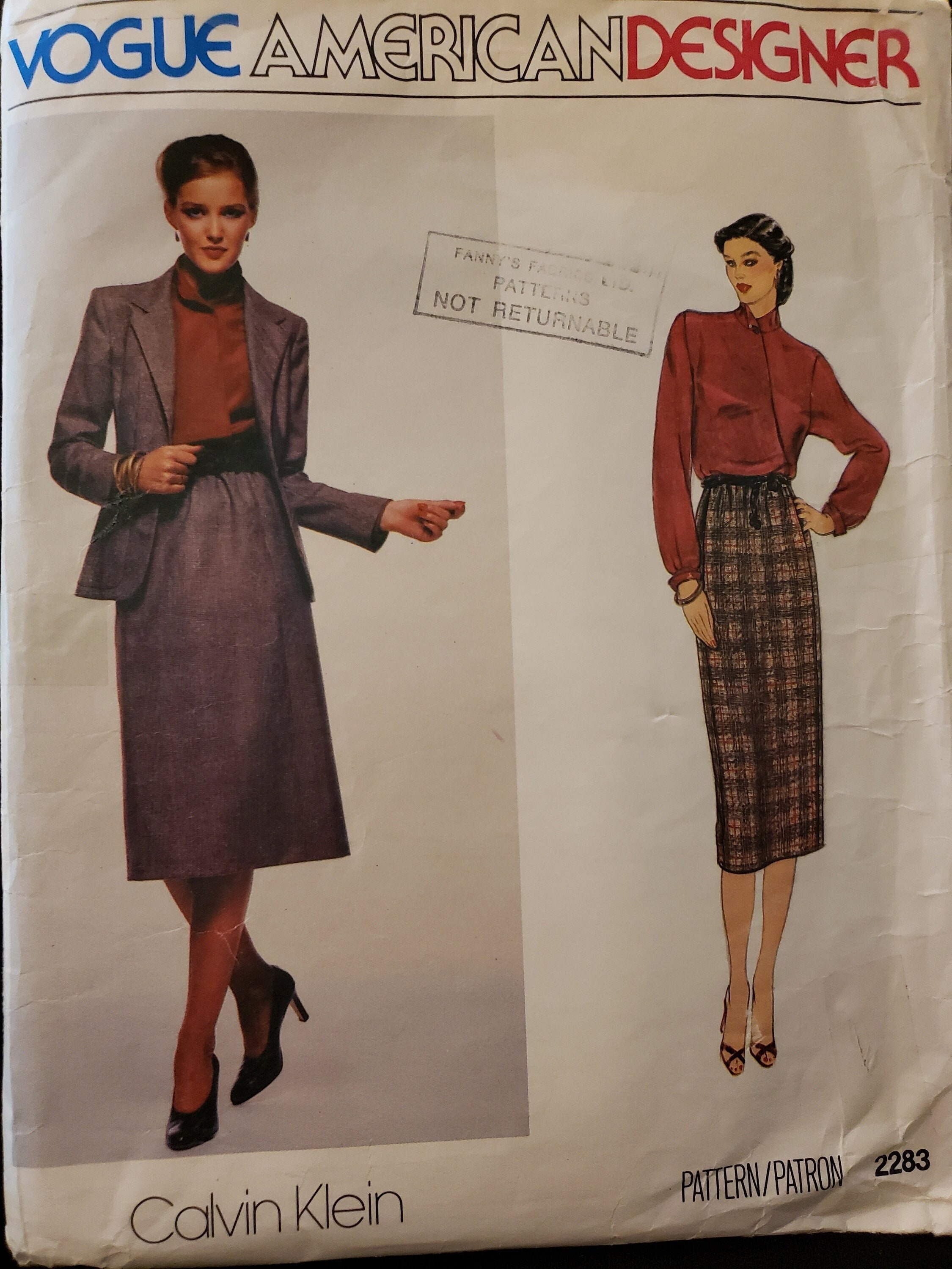 Vogue 2283 Sewing Pattern for Calvin Klein Designer Skirt, Jacket and ...