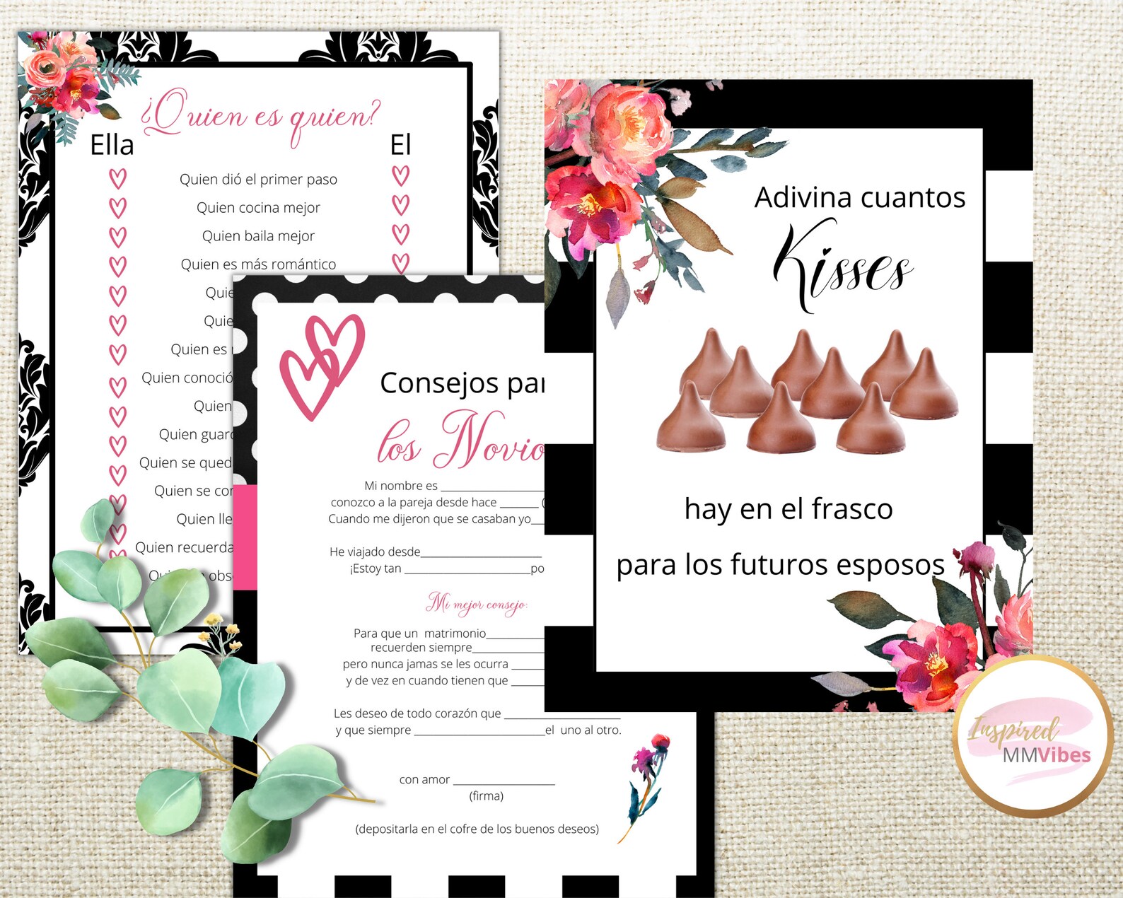 Bridal Games Printables, Shabby Chic Bridal Games, Bridal Games in ...