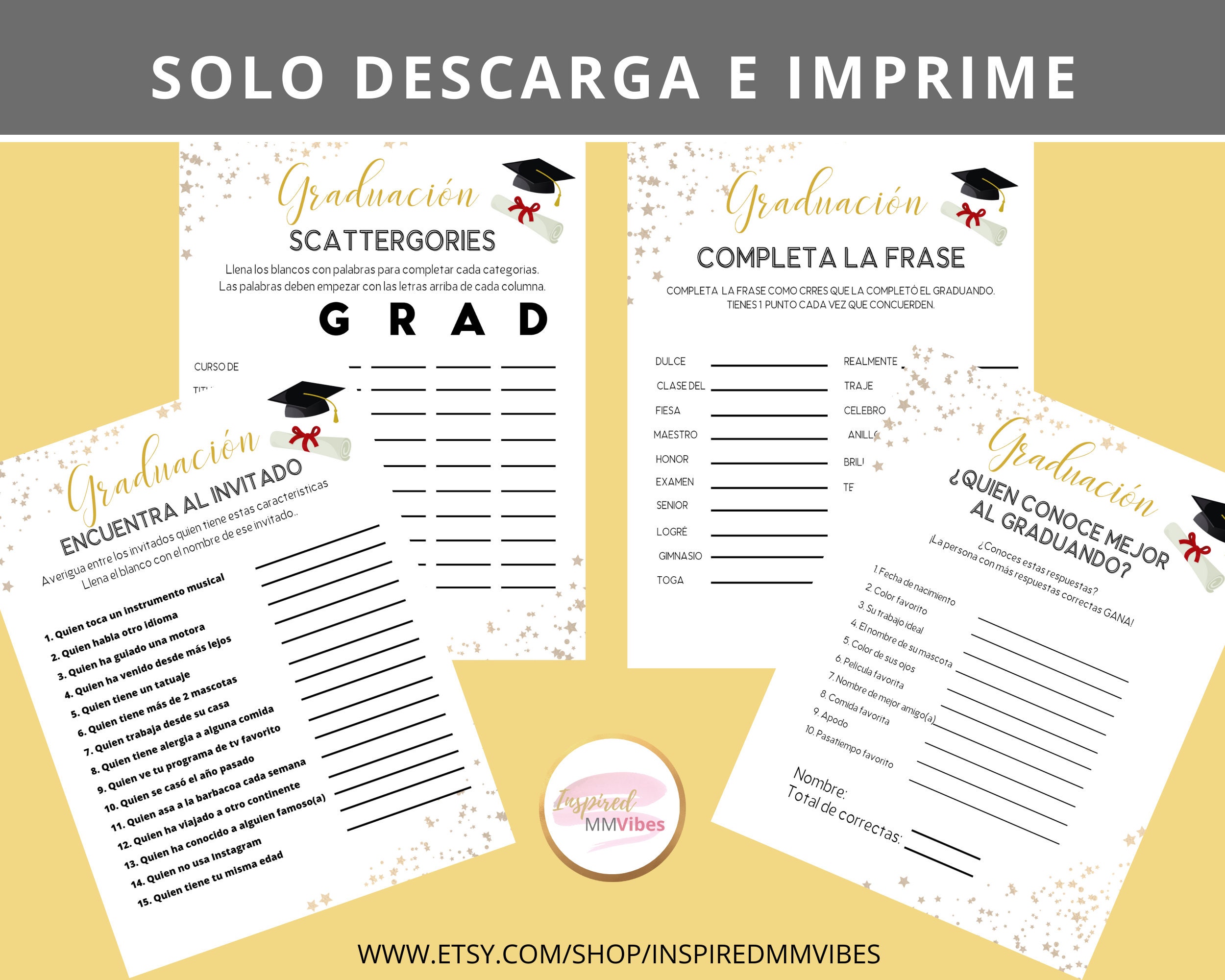 Graduation Party Games Printable Bundle En Español, Actividades Para ...