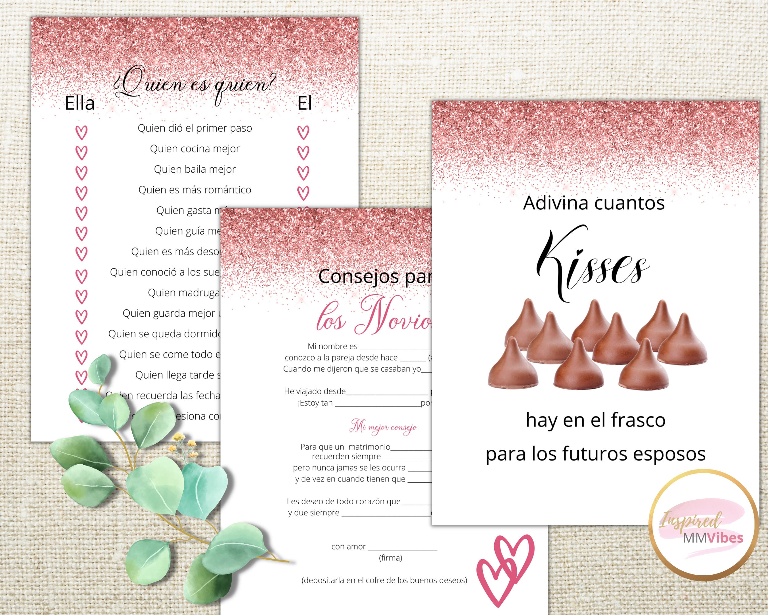Bridal Games Printables, Glitter Bridal Games, Bridal Games in Spanish ...