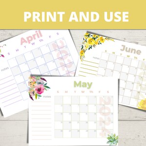 PRINTABLE 2024 FLORAL CALENDAR Digital Download Blossom Theme Planner ...