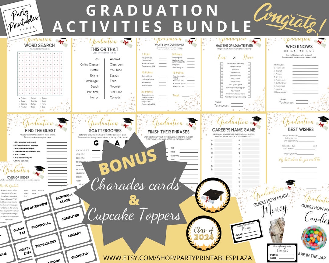 Graduation Party Games Printable Bundle, High School, College ...