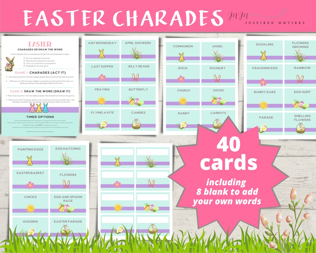 Easter Charades Family and Friends Fun Game Cards/ Ester Printable ...