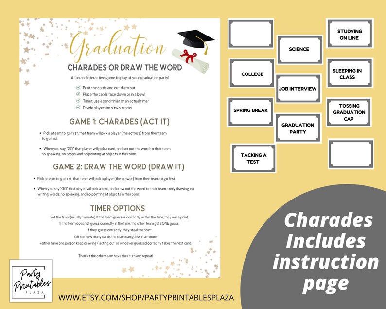 Graduation Party Games Printable Bundle, High School, College ...