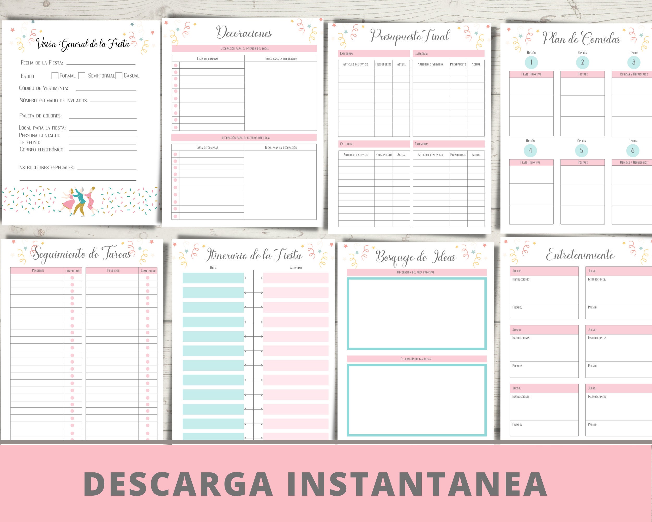 Imprimibles Para Planificar Fiestas