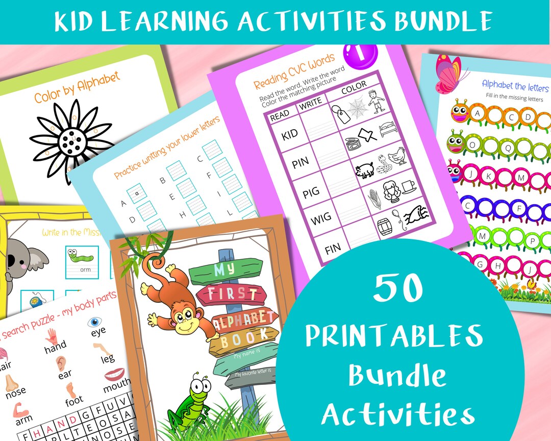 Learning Activities, Kids Fun Learning Game Bundle, First Alphabet Book ...