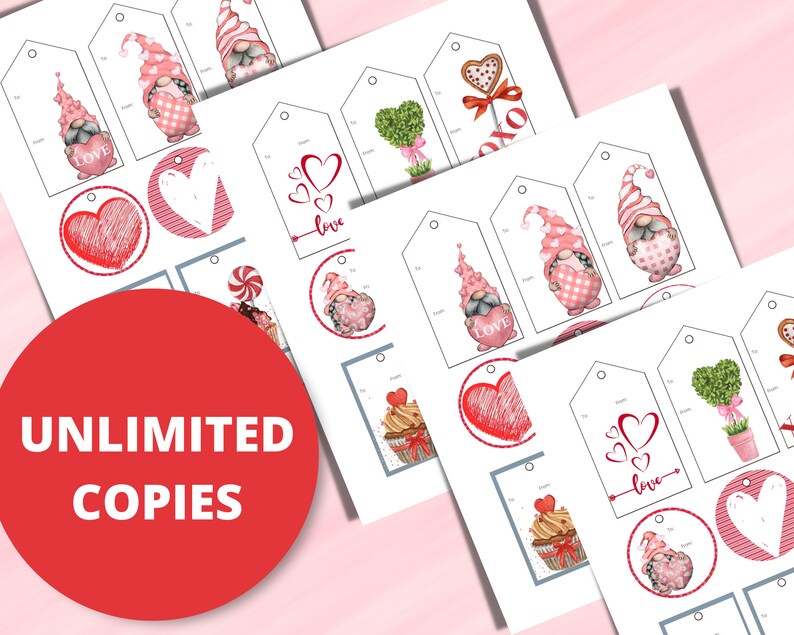 Valentine’s Day Gift Tags Gift Tags Valentine’s Day Printable PDF ...
