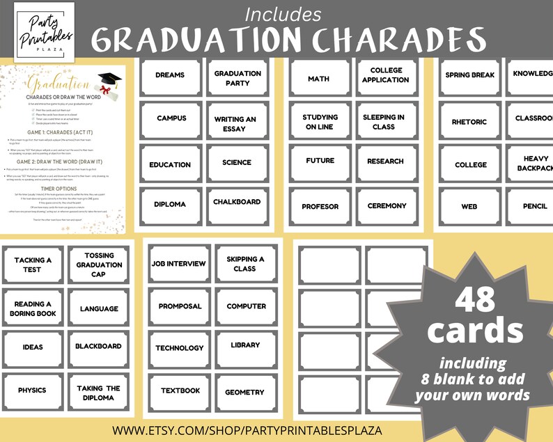 Graduation Party Games Printable Bundle, High School, College ...