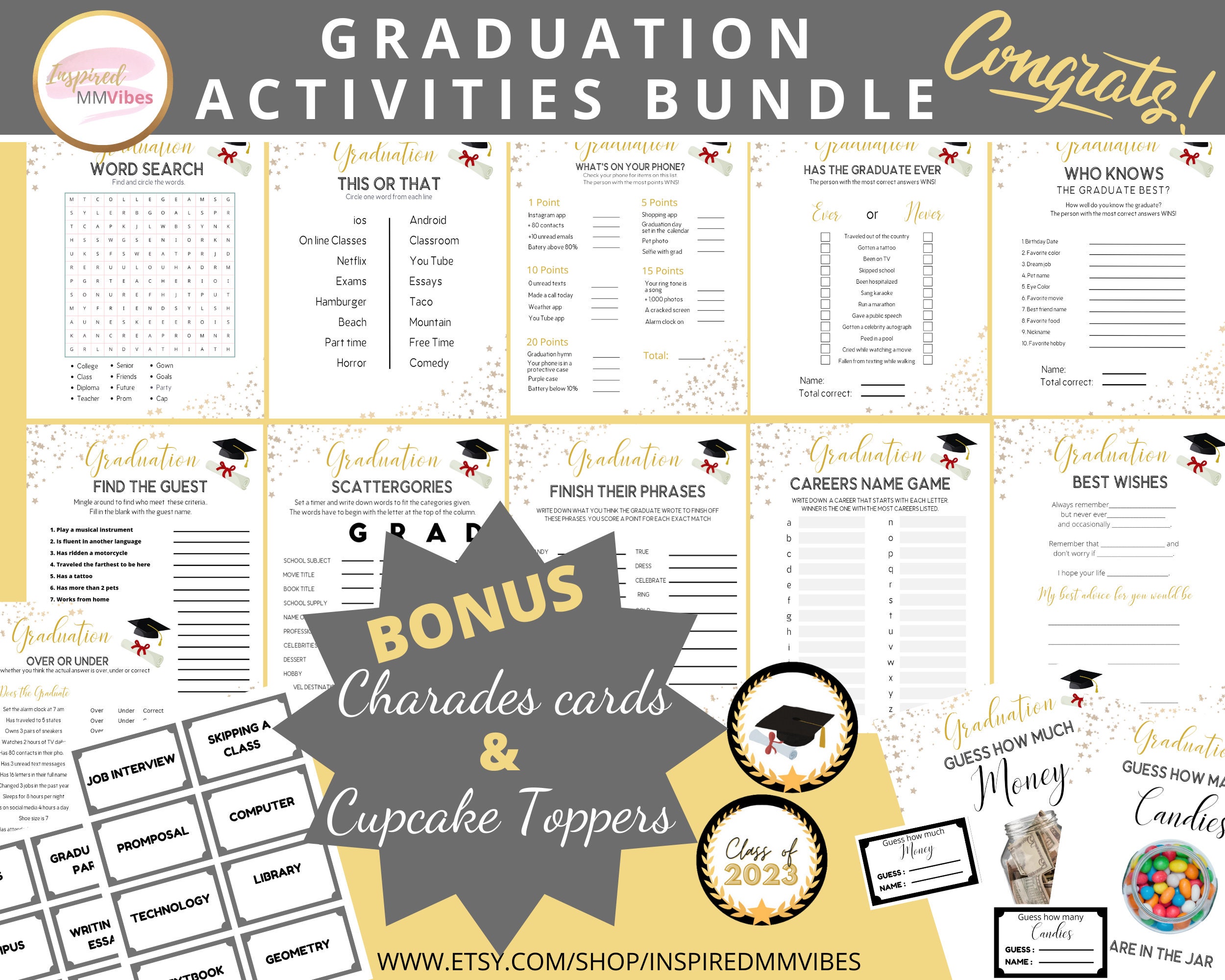 Graduation Party Games Printable Bundle High School College - Etsy