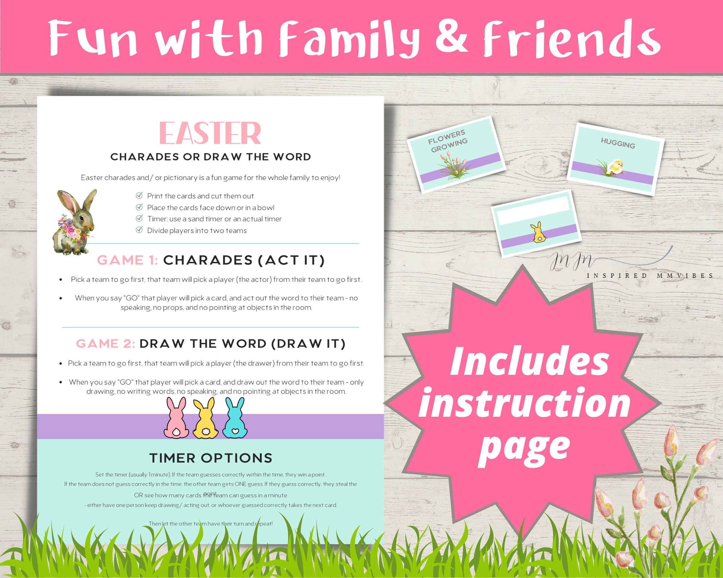 Easter Charades Family and Friends Fun Game Cards/ Ester Printable ...