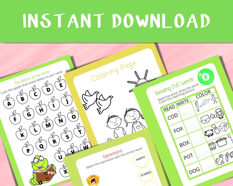 Learning Activities, Kids Fun Learning Game Bundle, First Alphabet Book ...