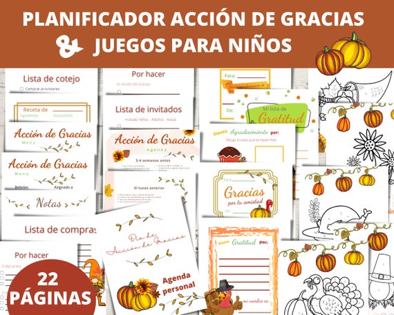 Planificador Para La Fiesta De Acción De Gracias PDF - Etsy
