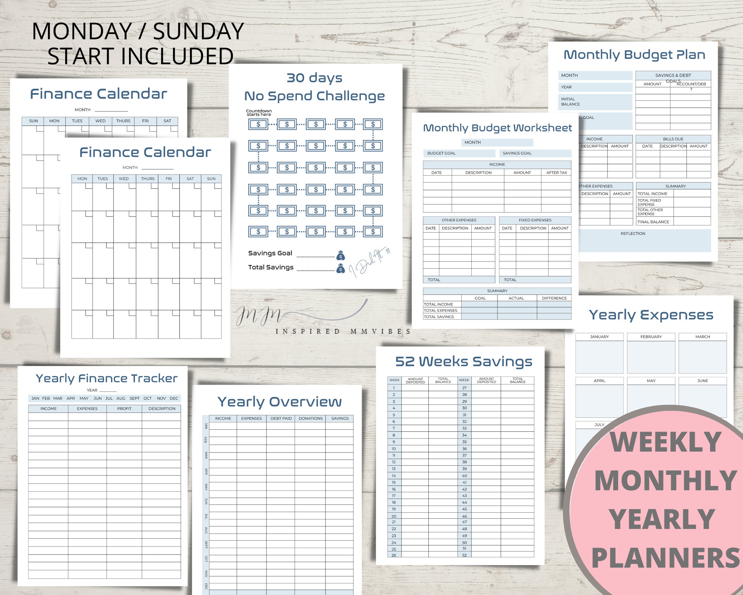 Printable Finance Budget Bundle Planner / Retirement Savings Income ...