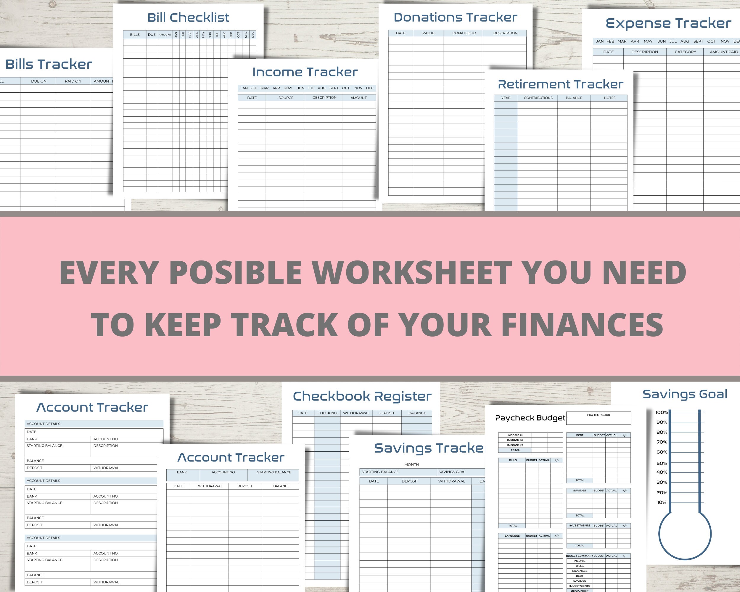 Printable Finance Budget Bundle Planner / Retirement Savings Income ...