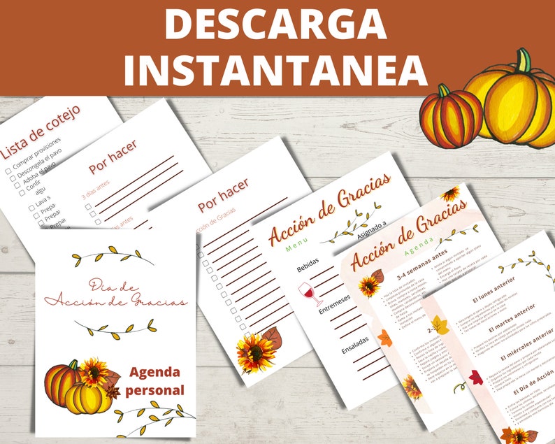 Planificador Para La Fiesta De Acción De Gracias, PDF Descargable ...